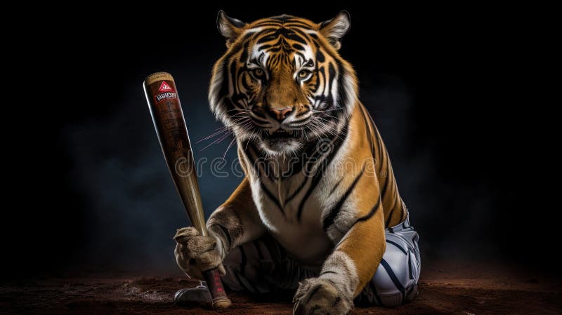 A Tiger in a Baseball Form with a Bat a Baseball Player Tigr Stock ...