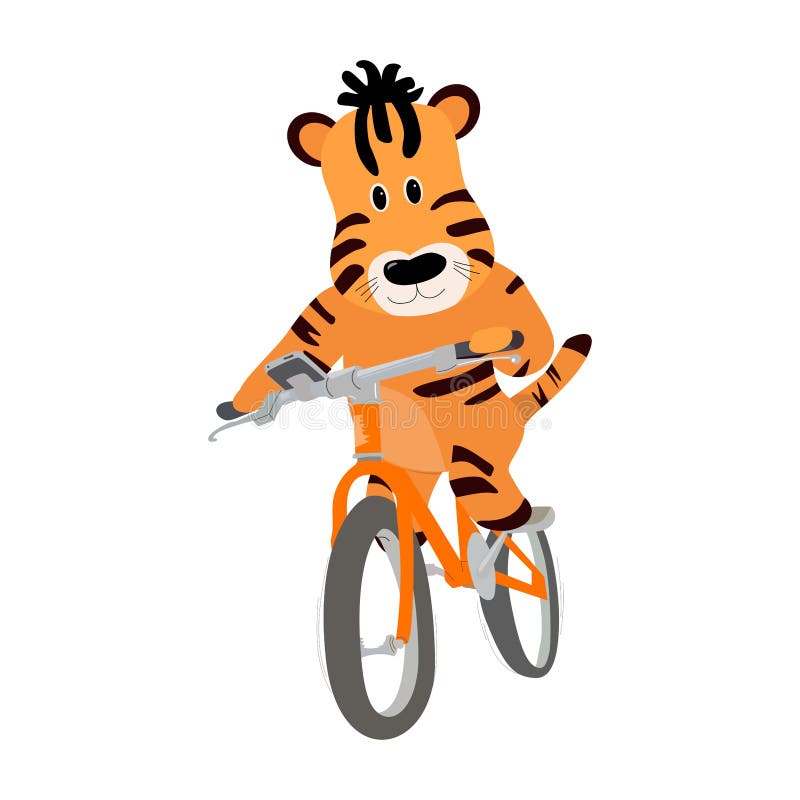 Tiger on a bicycle stock vector. Illustration of child - 248537863