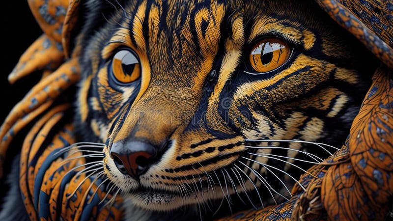 Tiger with Big Eyes, Close-up Portrait. Generative Ai Stock ...