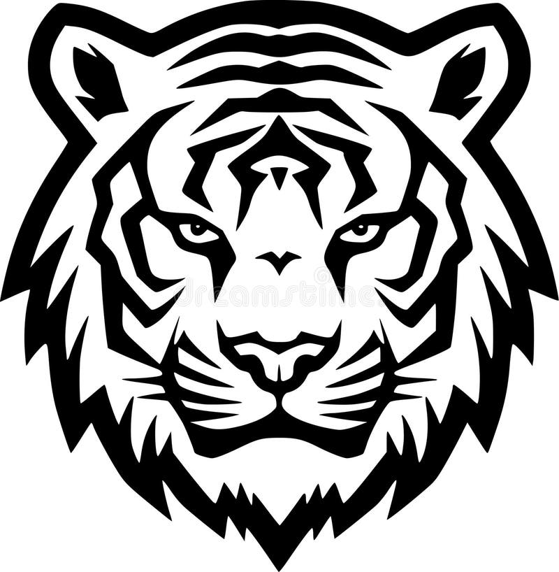 Tiger - Black and White Vector Illustration Stock Vector - Illustration ...