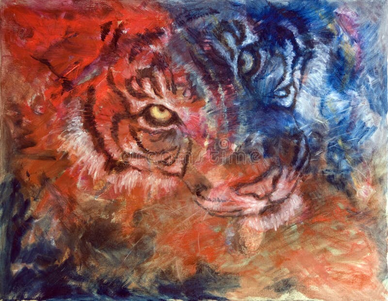 Tiger Blue and Red stock illustration. Illustration of striped - 10667987