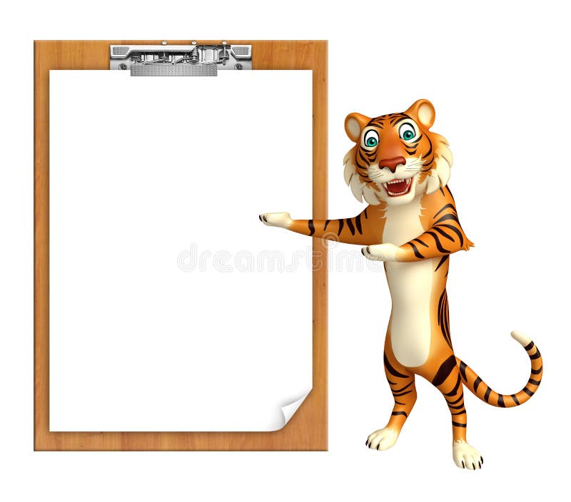 Tiger Cartoon Character with Exam Pad Stock Illustration - Illustration ...