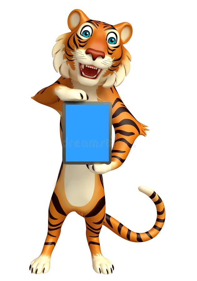 Tiger Cartoon Character with Tab Stock Illustration - Illustration of ...