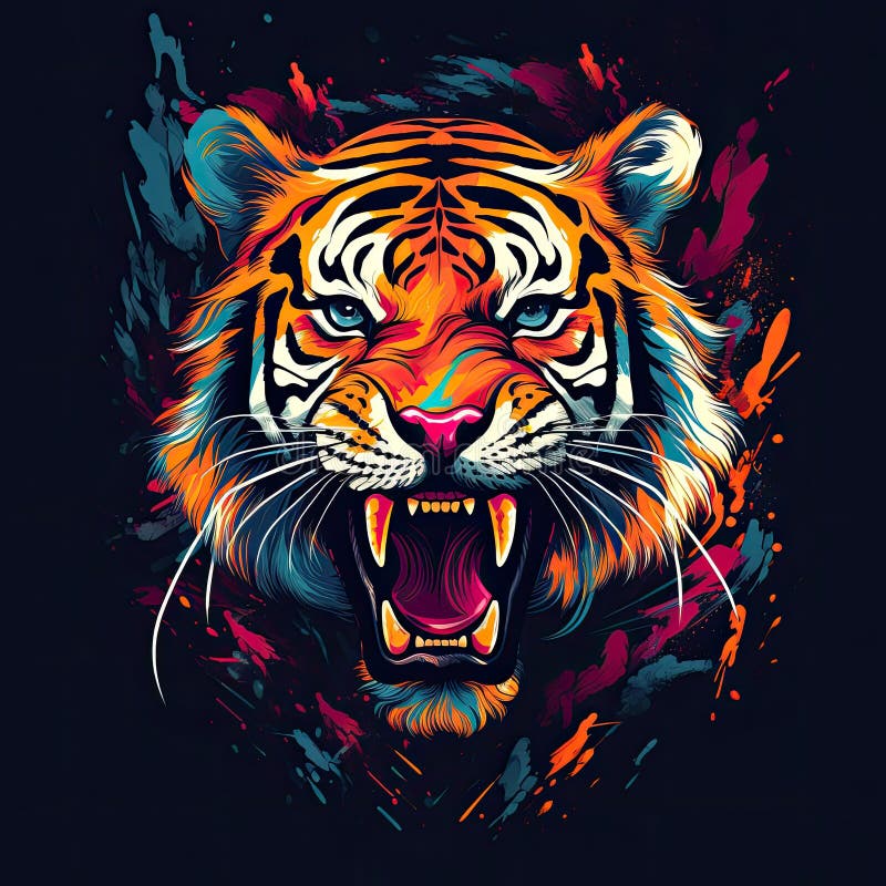 Tiger Clip Art or T-Shirt Design Stock Illustration - Illustration of ...