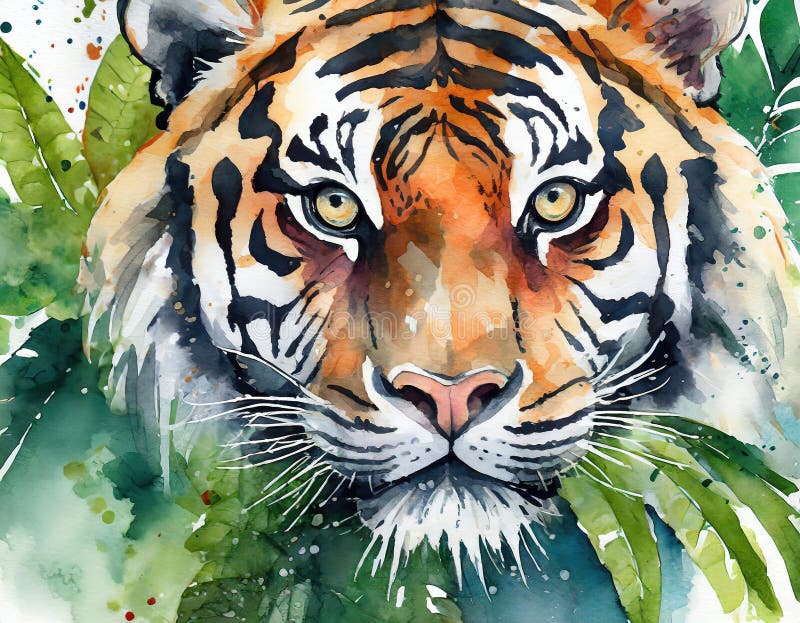 Tiger stock illustration. Illustration of closeup, acrylic - 302592187