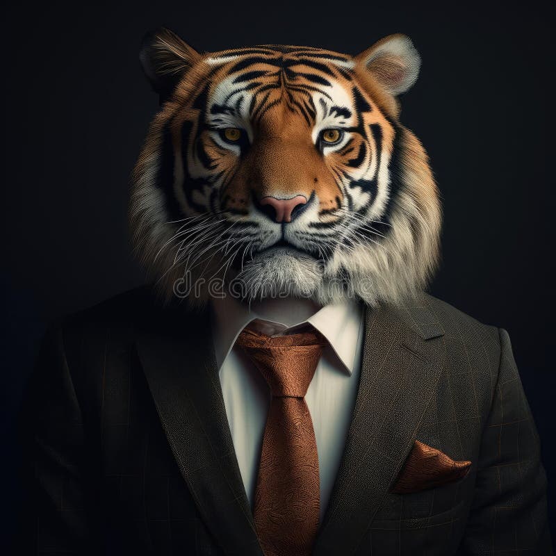 Tiger in costume stock image. Image of formal, cartoon - 299948207