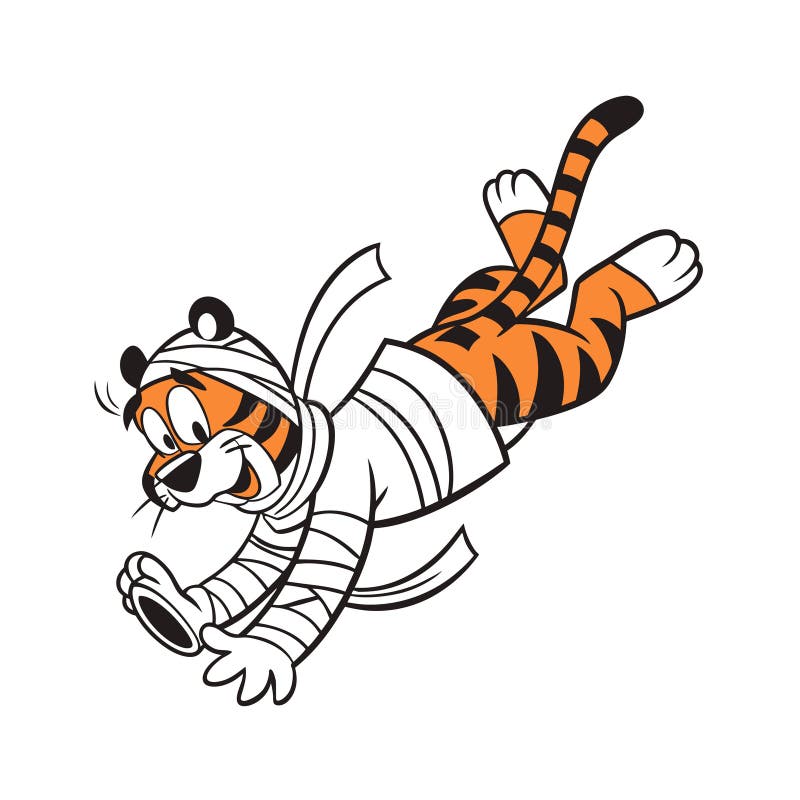 Tiger Cub Cave Diving while Fatigued Art Stock Illustration ...