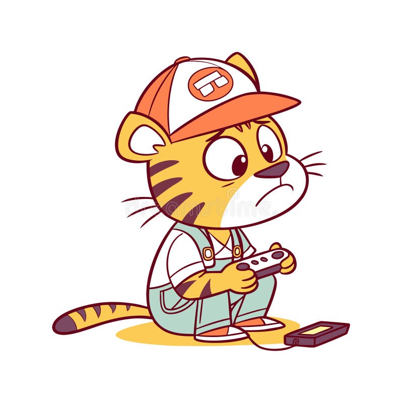 Tiger Cub Gaming in an Unstable State Stock Image - Illustration of ...