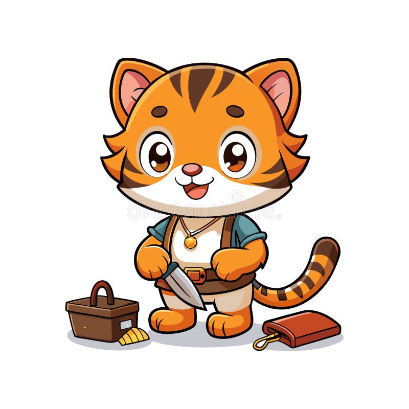 Tiger Cub Leatherworking Scene Stock Vector - Illustration of ...