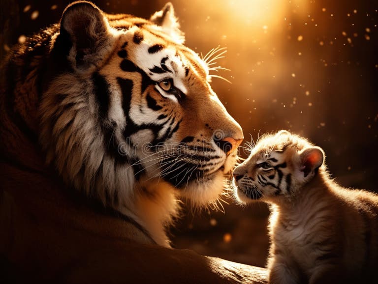 Tiger with a cub stock illustration. Illustration of imagine - 293704750