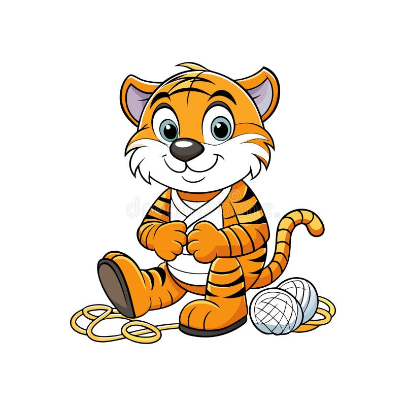 Tiger Cub Weaving in a Strained State Stock Vector - Illustration of ...