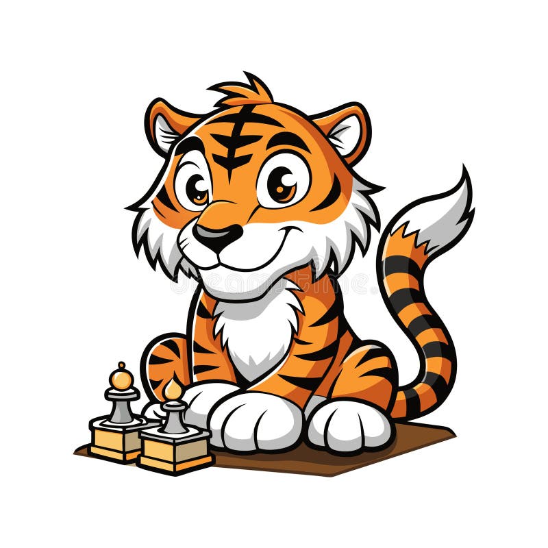 Tiger Cubs Confused Chess Match Stock Vector - Illustration of design ...