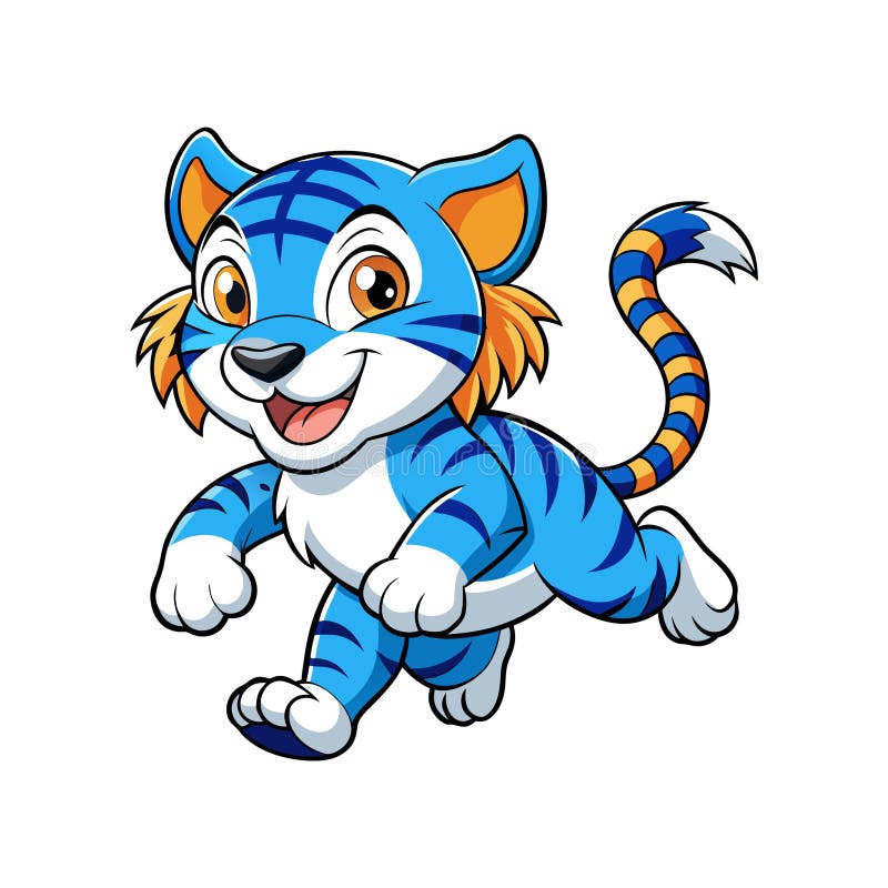 Tiger Cubs Motionless Running Scene Stock Vector - Illustration of cute ...