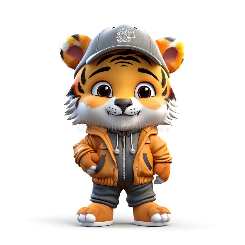 Tiger Cute Tiger 3D Cute Concept Rapper Stock Illustration ...