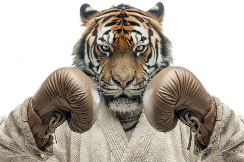 A Tiger Dressed in Boxing Gear, Looking Fierce and Playful Stock Image ...