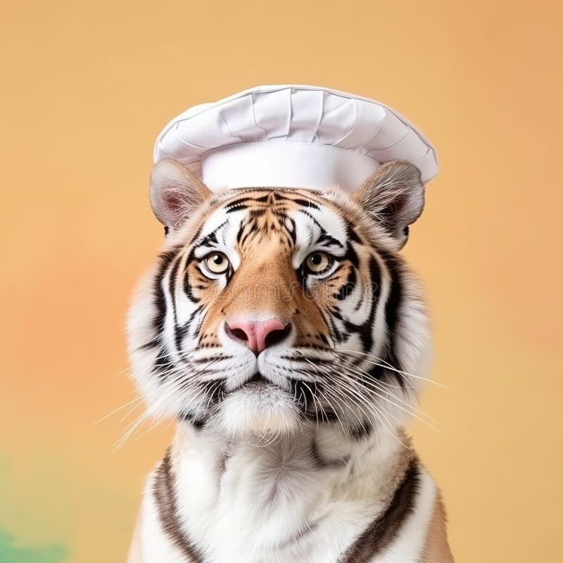 Tiger in Chef Uniform, Complete with Toque Hat. Generative AI Stock ...