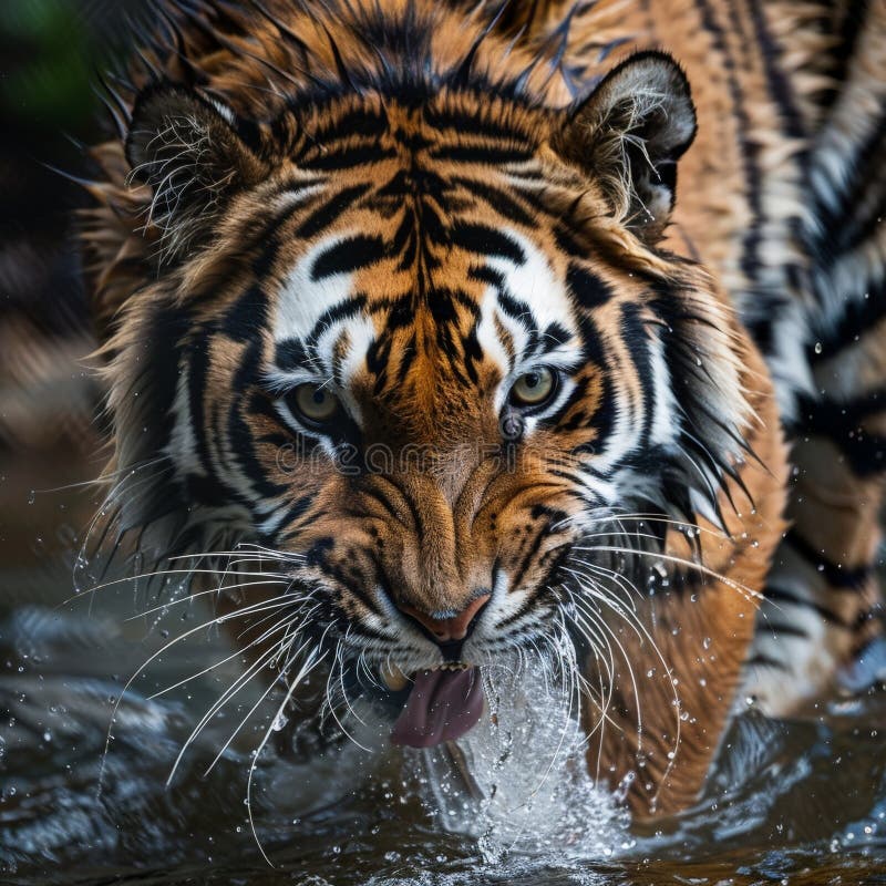 A Tiger Drinking Water from the Water Stock Photo - Image of tigris ...