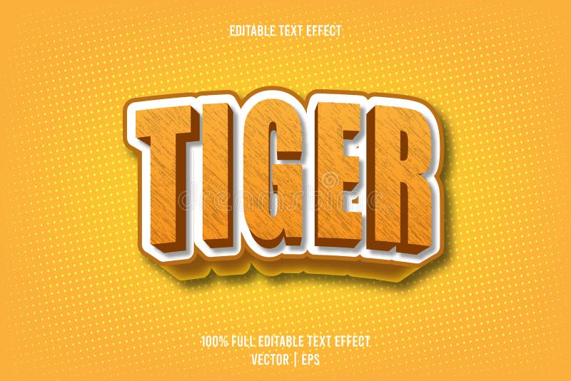 Tiger Editable Text Effect 3 Dimension Emboss Cartoon Style Stock ...
