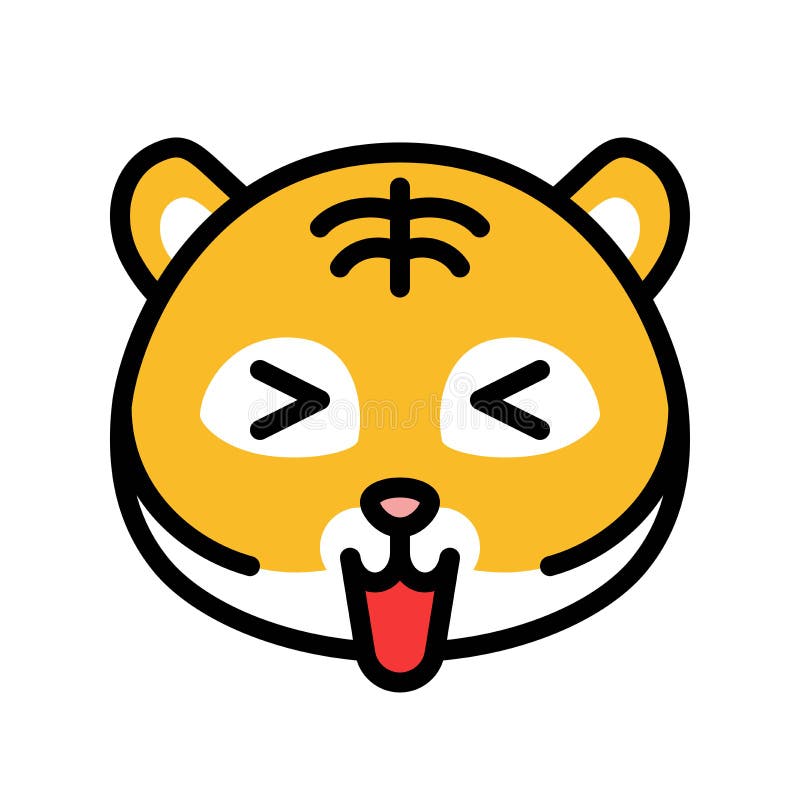 Tiger Emoticon Vector, Filled Style Editable Stroke Stock Vector ...
