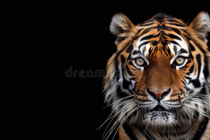 Tiger facing forward black stock image. Image of conservation - 312840131