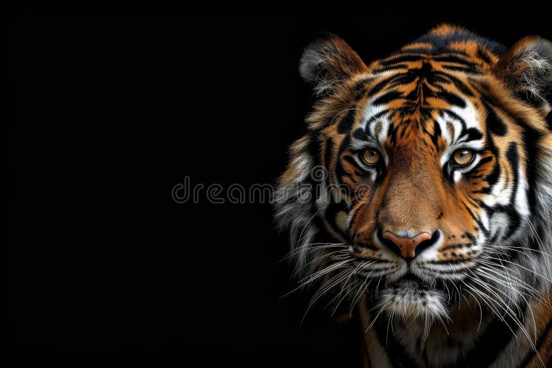 Tiger facing forward black stock photo. Image of creature - 313474568