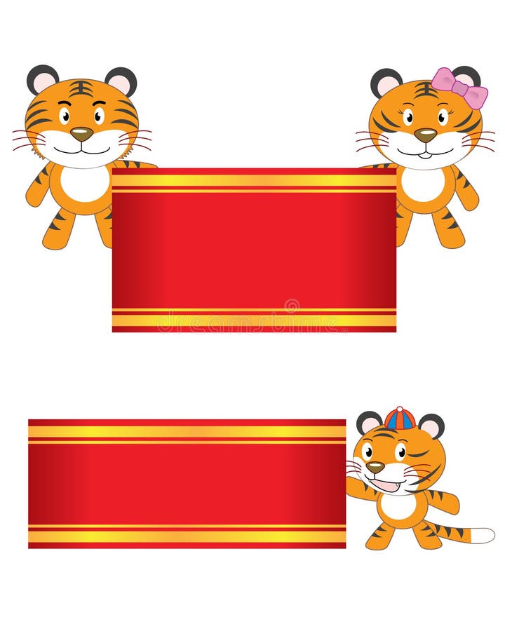 Tiger Family Hold Banner stock vector. Illustration of asian - 12190426
