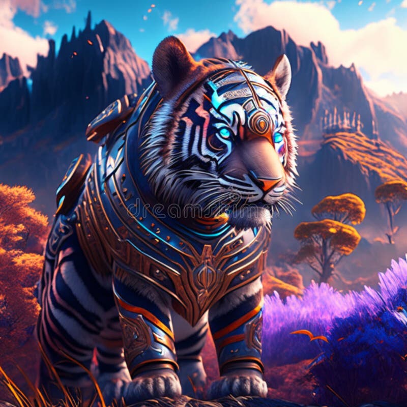 Tiger in the Forest. AI Generated Stock Illustration - Illustration of ...