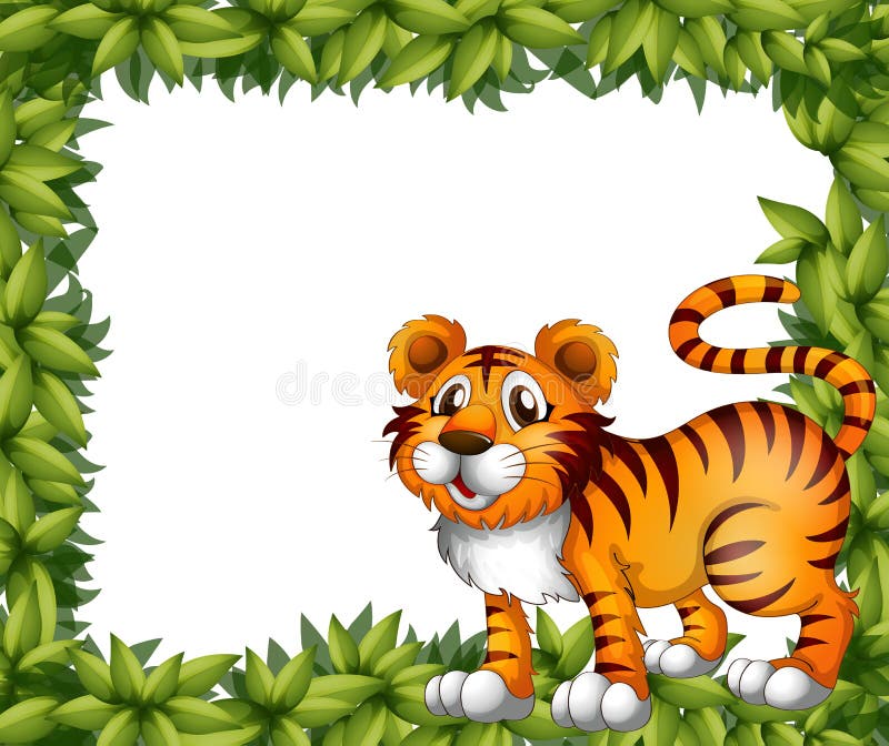 A tiger in green frame stock vector. Illustration of borders - 31911288