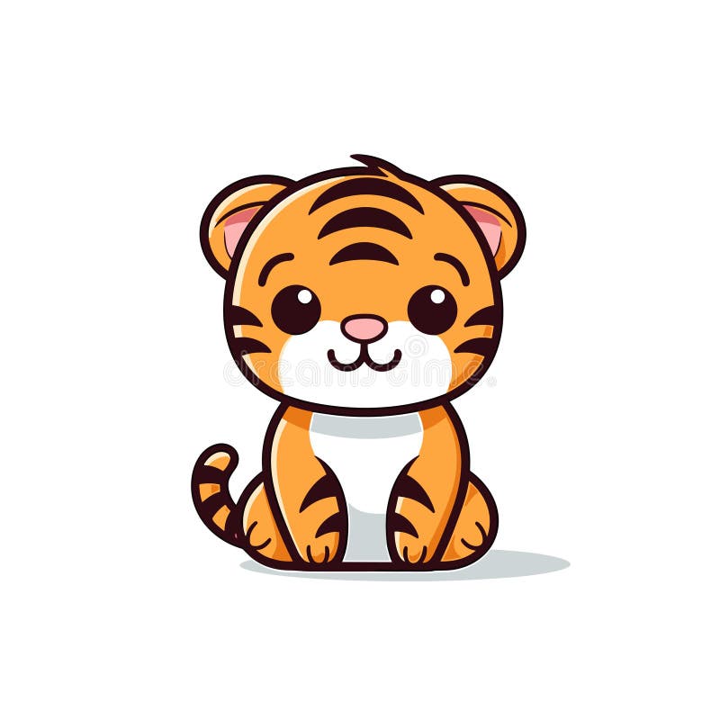 Tiger. Tiger Hand-drawn Comic Illustration. Cute Vector Doodle Style ...