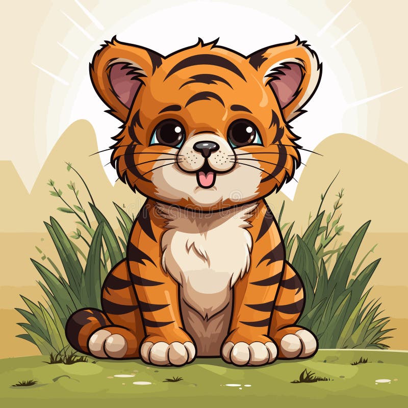 Tiger. Tiger Hand-drawn Comic Illustration. Cute Vector Doodle Style ...