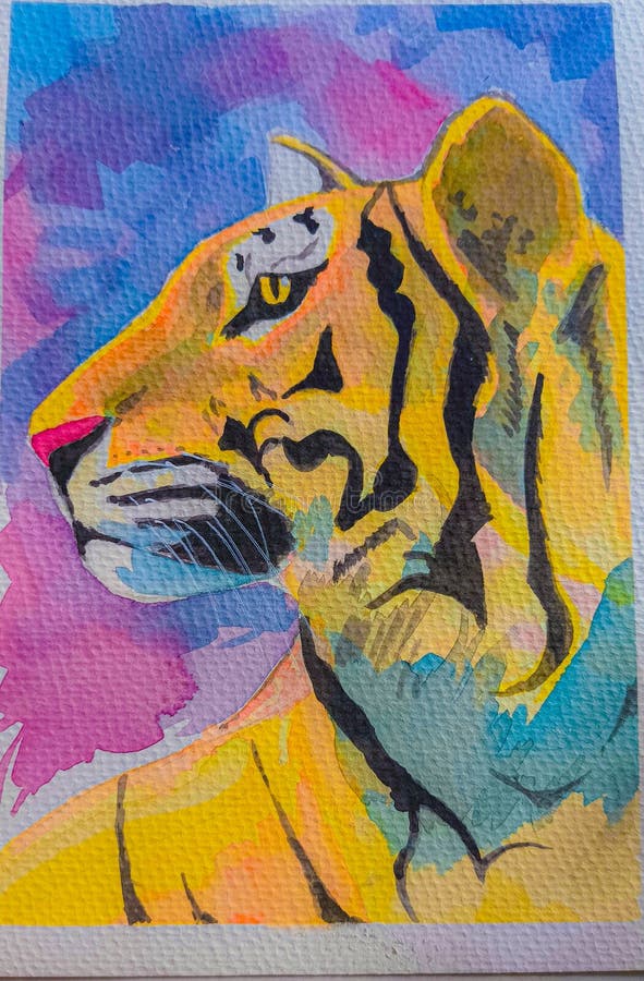 Tiger Hand Painting. Abstract Image Stock Illustration - Illustration ...