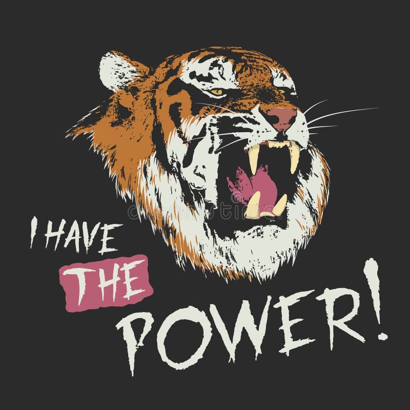 Tiger have the power stock vector. Illustration of vintage - 137833229