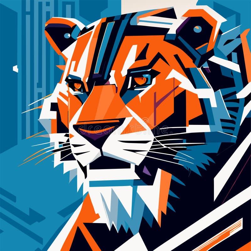 Tiger Head in Abstract Style. Vector Illustration of a Tiger Head Stock ...
