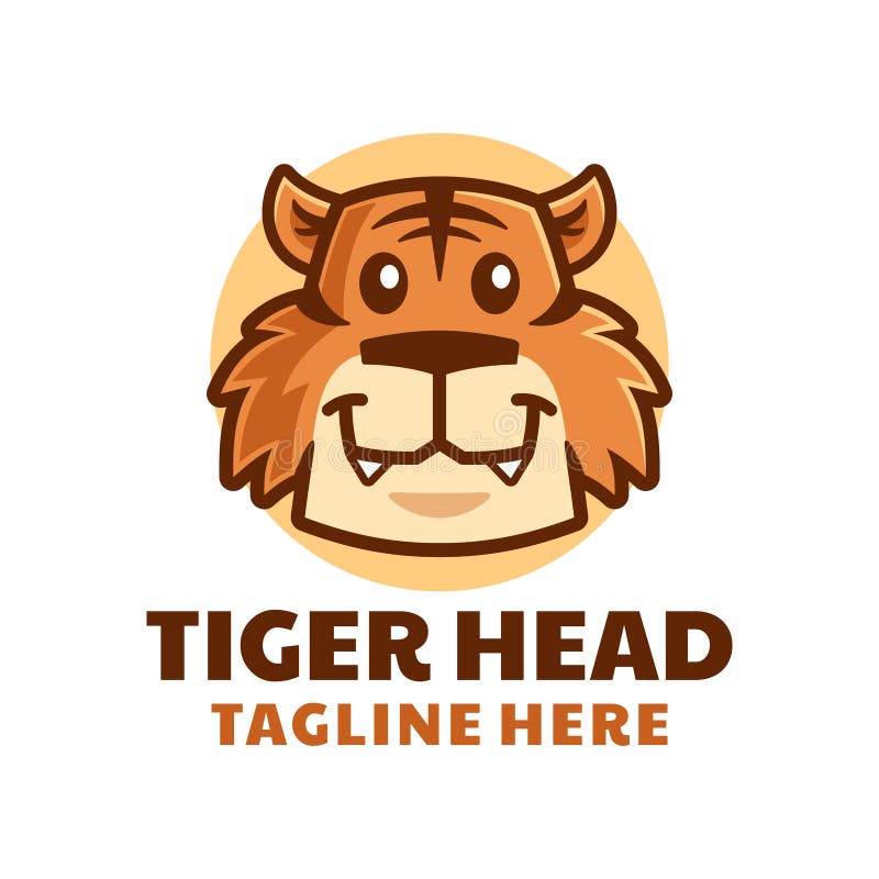 Tiger Head Cartoon Logo Design Stock Vector - Illustration of lion ...