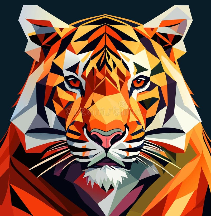 Tiger Head Colorful Illustration , Triangle Style, Ai Generated Stock ...