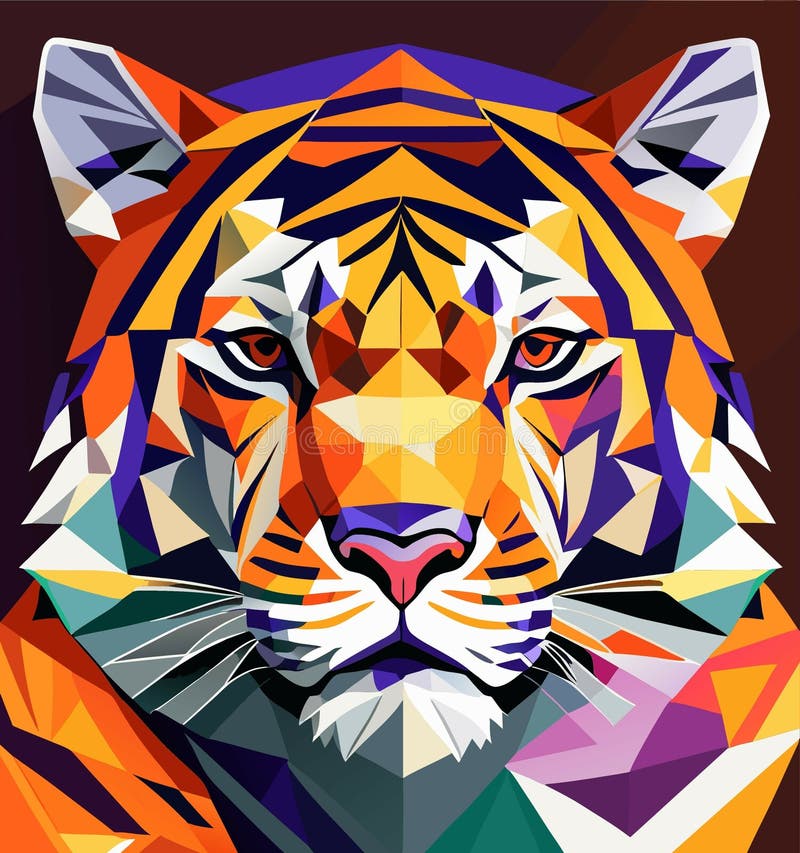 Tiger Head Colorful Illustration , Triangle Style, Ai Generated Stock ...