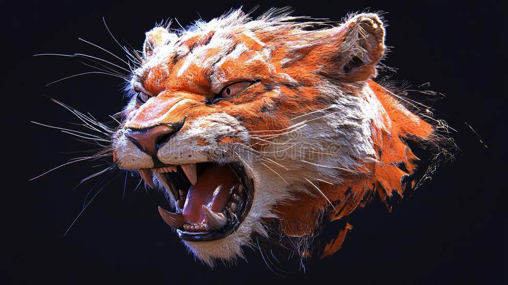 Tiger Head, Ferocious, Digital Art Stock Photo - Image of head, orange ...