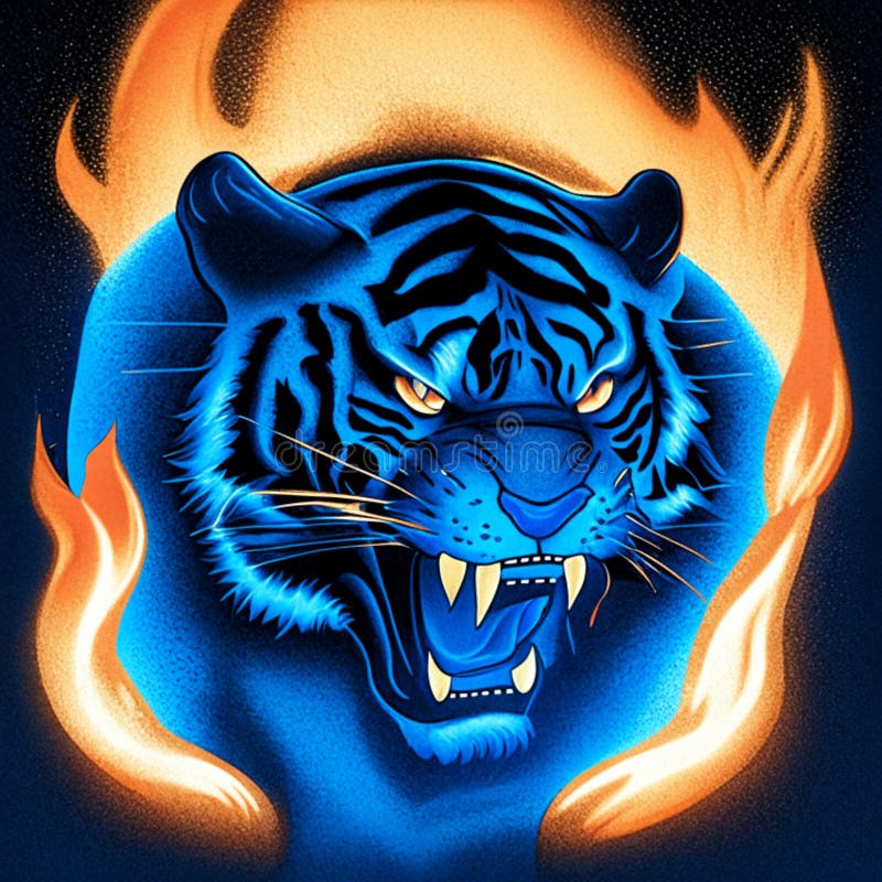 Tiger Head in Fire Flames. Vector Illustration of a Tiger Head Stock ...