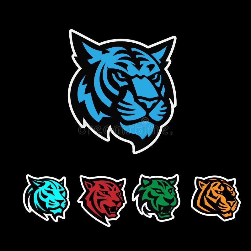 Tiger Head Logo Template Vector Icon Illustration Design on Black ...