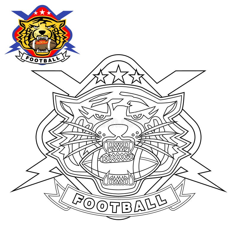 Tiger Head Logo Vector with Rugby Ball in Its Mouth Stock Vector ...