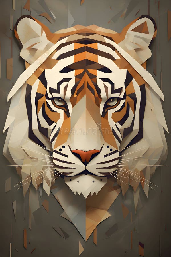 Tiger Head in Paper Cut Style. Vector Illustration for Your Design ...