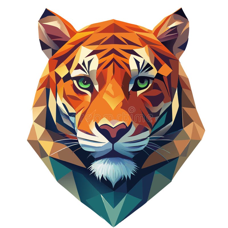 Tiger Head Polygonal Low Poly Style Vector Illustration Stock ...