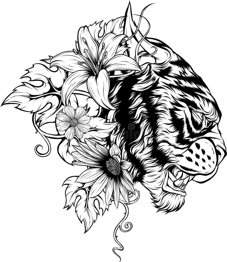 Outline of Tiger Head Vector Illustration Design Stock Vector ...