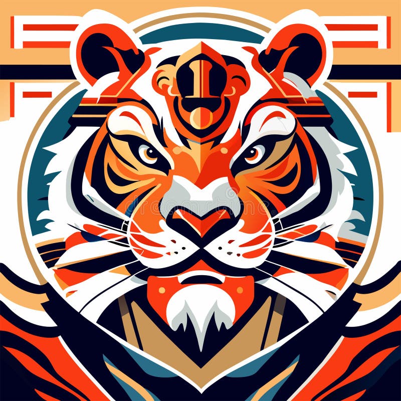 Tiger Head Vector Illustration. Stylized Tiger Head in a Flat Style ...