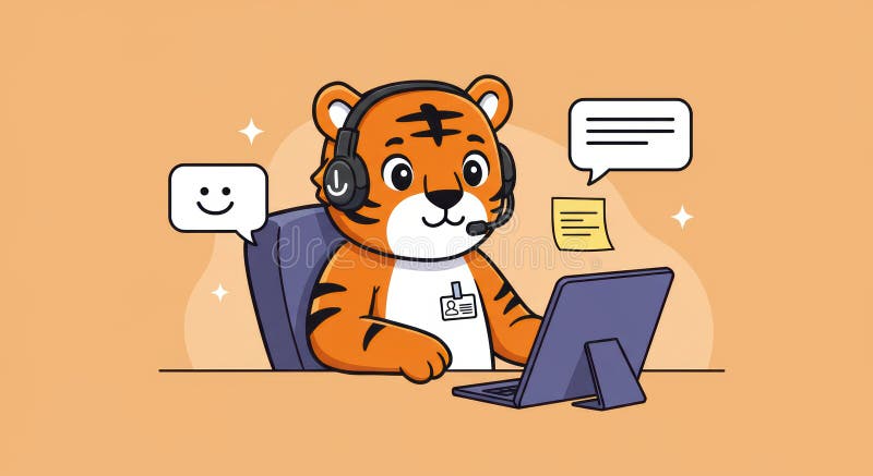 Friendly Tiger Customer Service Stock Illustration - Illustration of ...