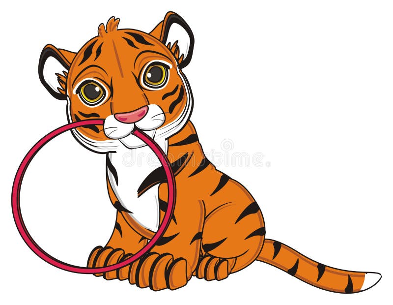 Tiger hold a hoop stock illustration. Illustration of year - 84033655