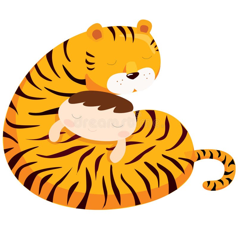 Tiger hug boy stock illustration. Illustration of tiger - 40976684