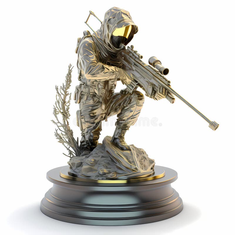 Tiger Hunter Trophy. Generative AI Stock Illustration - Illustration of ...