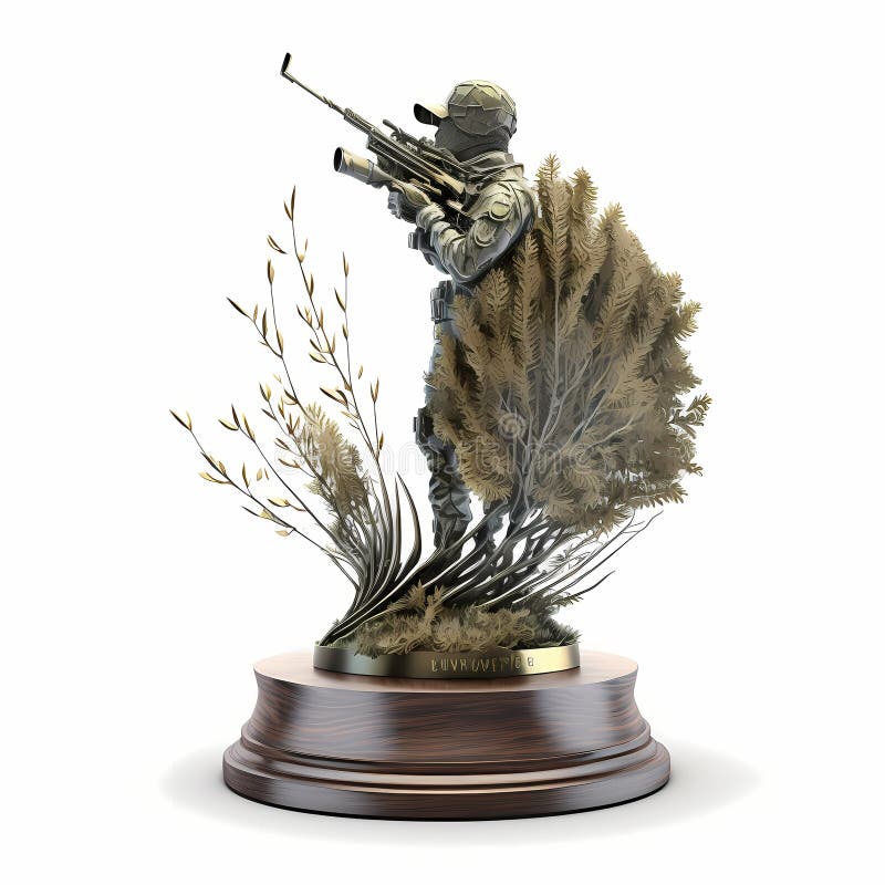 Tiger Hunter Trophy. Generative AI Stock Illustration - Illustration of ...