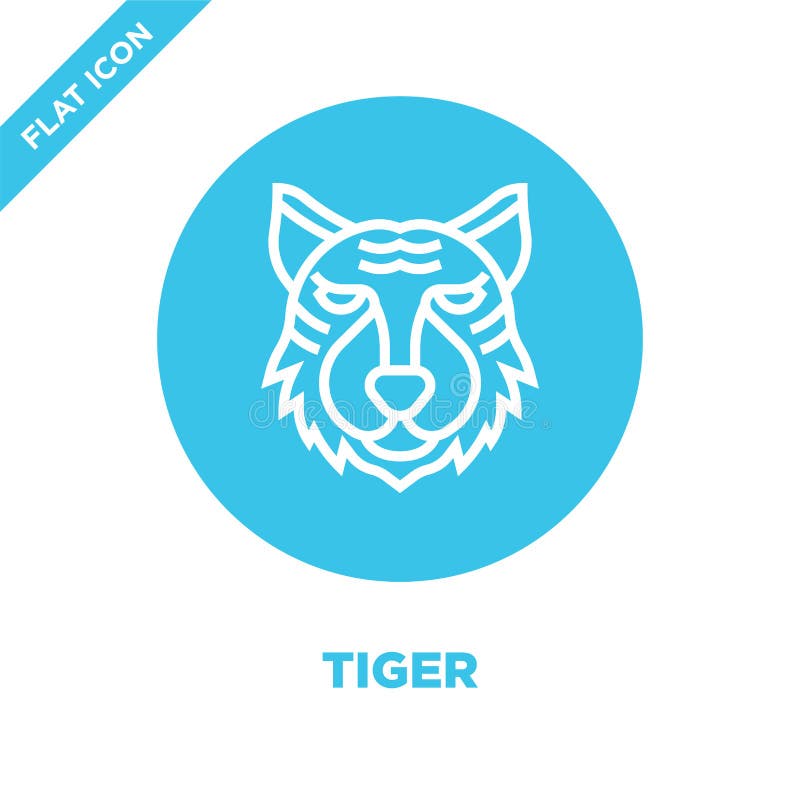 Tiger Icon Vector from Animal Head Collection. Thin Line Tiger Outline ...
